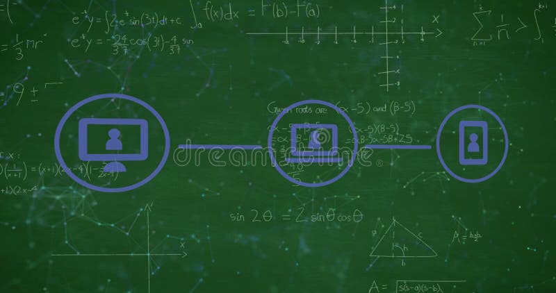 Image of Network of Media Icons Over Mathematical Equations on ...