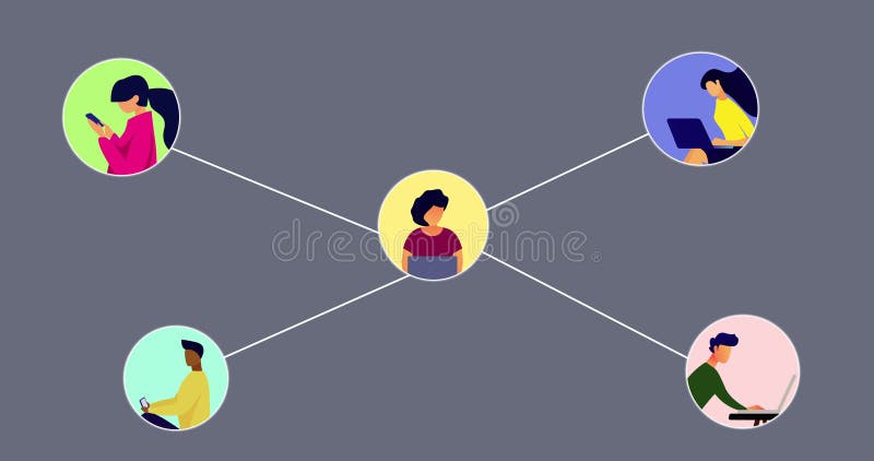 Image of Network of People Using Electronic Devices Stock Illustration ...