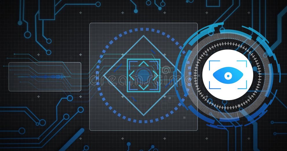 Image of Network and Scanners, with Retina Scan Icon and Charts ...