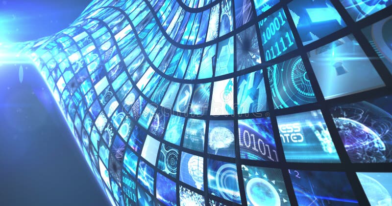 Image of Network of Screens with Digital Data Stock Illustration ...