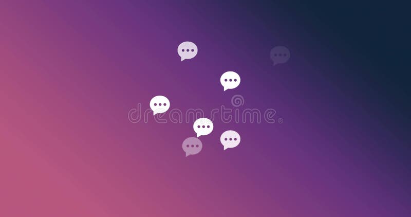 Image of Network of Social Media Message Icons Over Purple Background ...