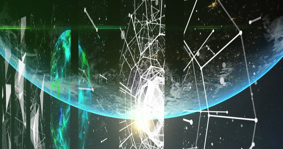 Image of Networks of Connections Over Earth in Universe in Background ...