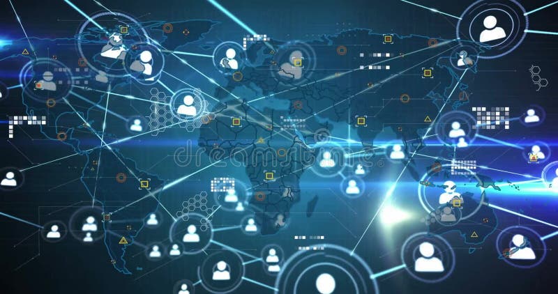 Image of Networks and Digital Data Processing Over World Map Stock Illustration - Illustration ...