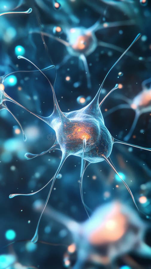 An Image of Neurons and Brain Activity, with Neural Networks Stock ...