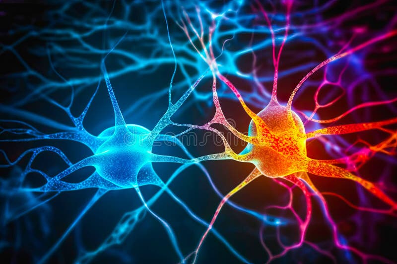 An Image of Neurons Associated with Speech Processes, Such As Neurons ...