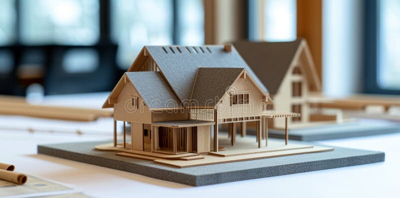 Image of New Model House on Architecture Blueprint Stock Photo - Image ...