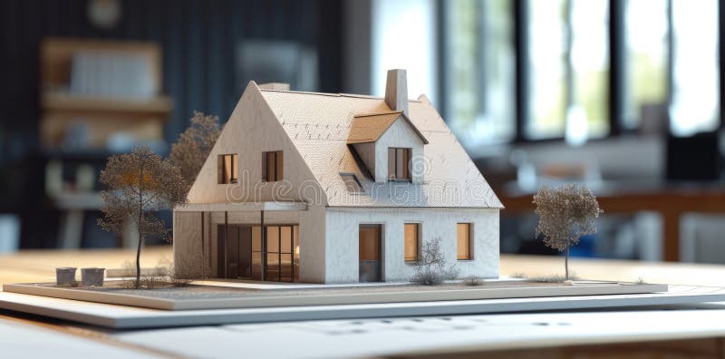 Image of New Model House on Architecture Blueprint Stock Photo - Image ...