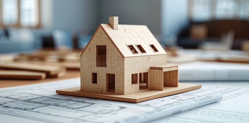 Image of New Model House on Architecture Blueprint Stock Image - Image ...