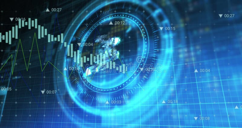 Image of Nft Symbol on Rotating Safe Lock Over Financial Data ...