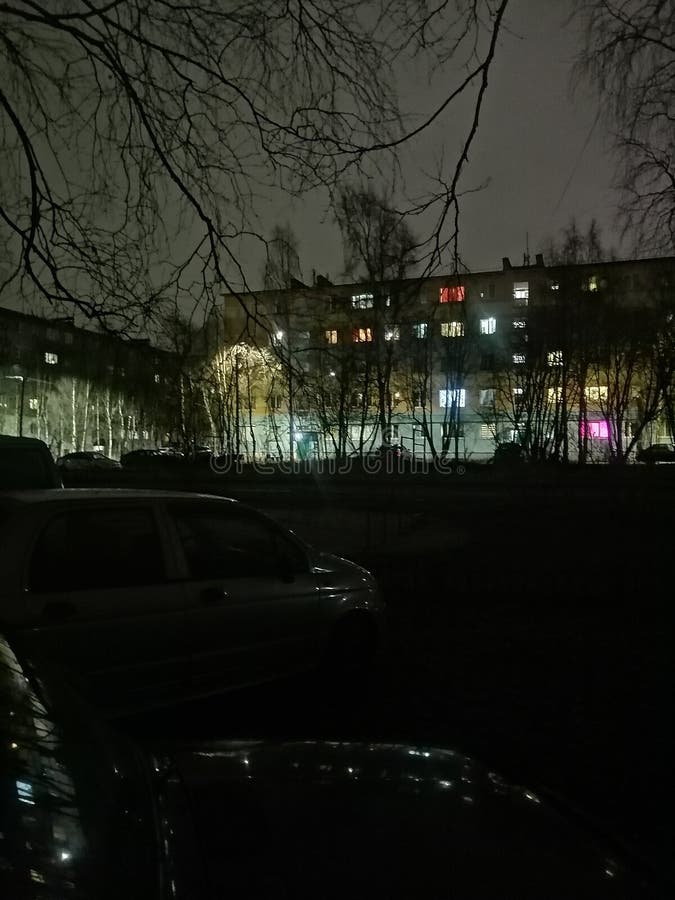 Night City of Kandalaksha in November Evening Editorial Image - Image ...