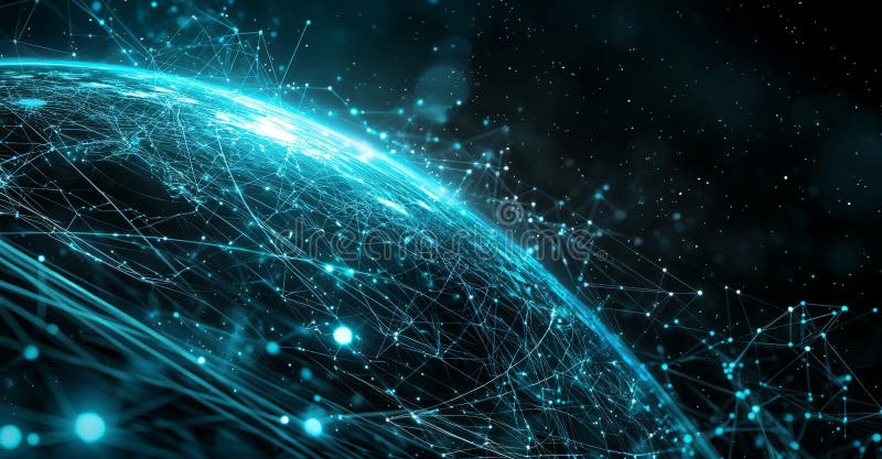 The Image is a Night Earth Global Virtual Internet World Connection of ...