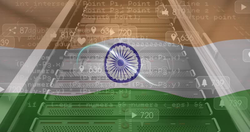 Image of Notification Bars, Infinity Sign Over Indian Flag and Computer ...