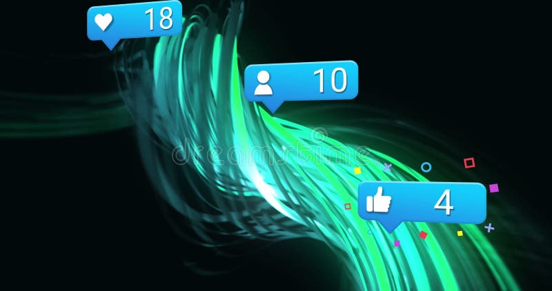 Image of Notification Bars, Lightning and Abstract Pattern Over Black ...