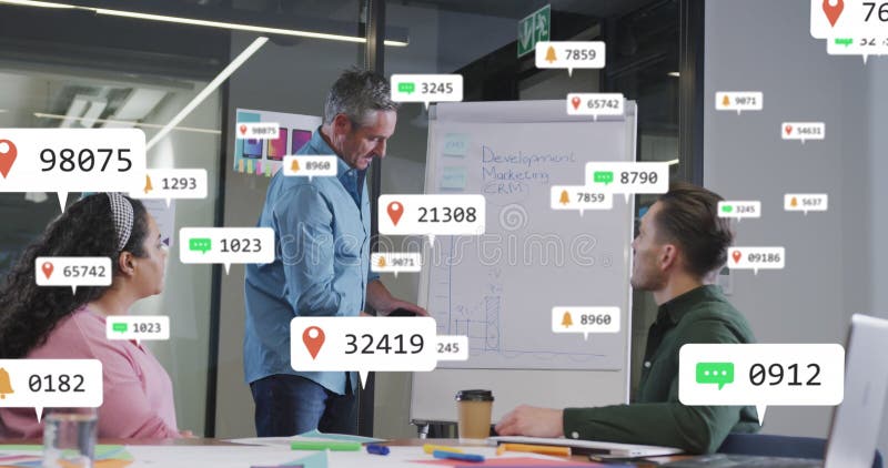 Image of Notification Bars Over Diverse Manager Explaining Strategy To ...