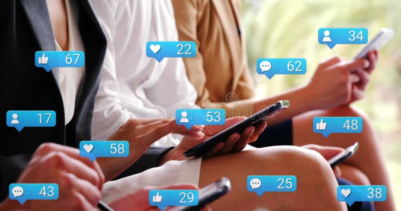 Image of Notification Icons with Increasing Number Over Diverse ...