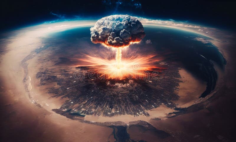 An Image of Nuclear Explosion Over the Earth. Generative AI Stock ...