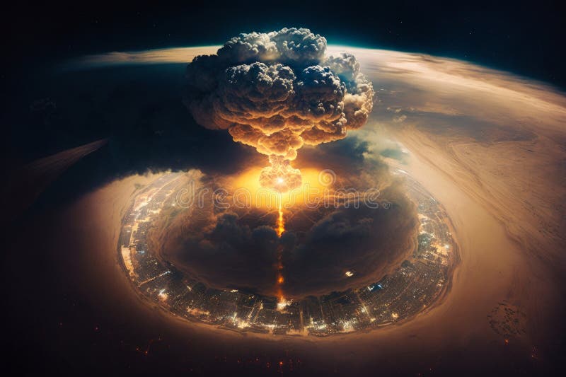 An Image of Nuclear Explosion in the Sky. Generative AI Stock ...