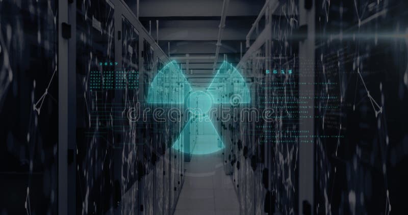 Image of Nuclear Symbol Over Data Processing and Server Room Stock ...