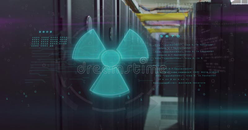 Image of Nuclear Symbol Over Data Processing and Server Room Stock ...