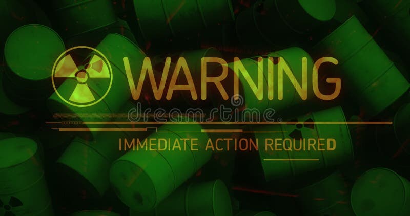 Image of Nuclear Symbol and Warning Text Over Nuclear Barrels Stock ...