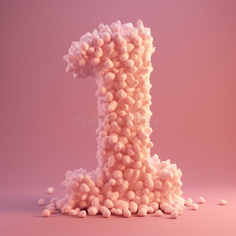 Image of Number 1 Typography Realistic Popcorn Pink Image Generative AI ...