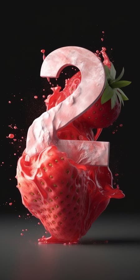 Image of Number 2 Typography Using Strawberry Generative AI Stock ...