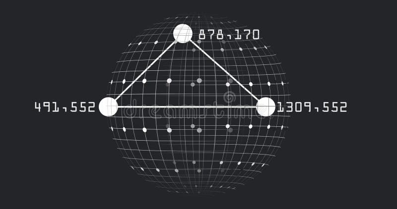 Image of Numbers Around Connected Dots Forming Triangle Over Globe on ...