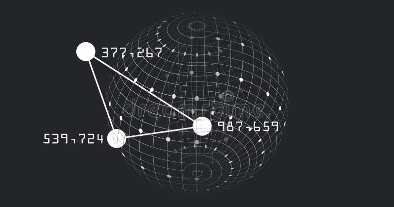 Image of Numbers Around Connected Dots Forming Triangle Over Globe on ...