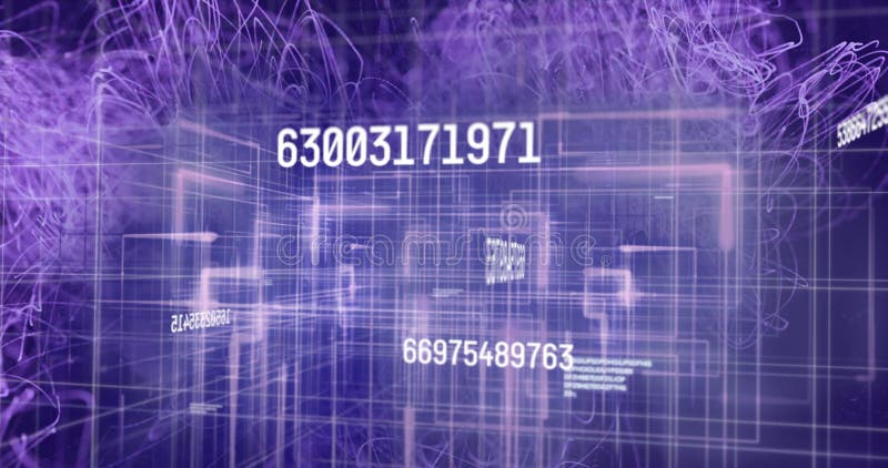 Image of Numbers Changing and Data Processing Over Explosion of Purple ...