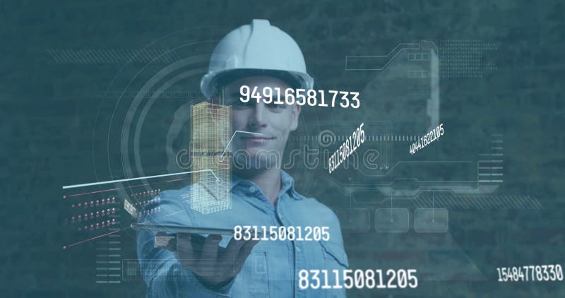 Image of Numbers Changing and Data Processing Over Male Worker Stock ...