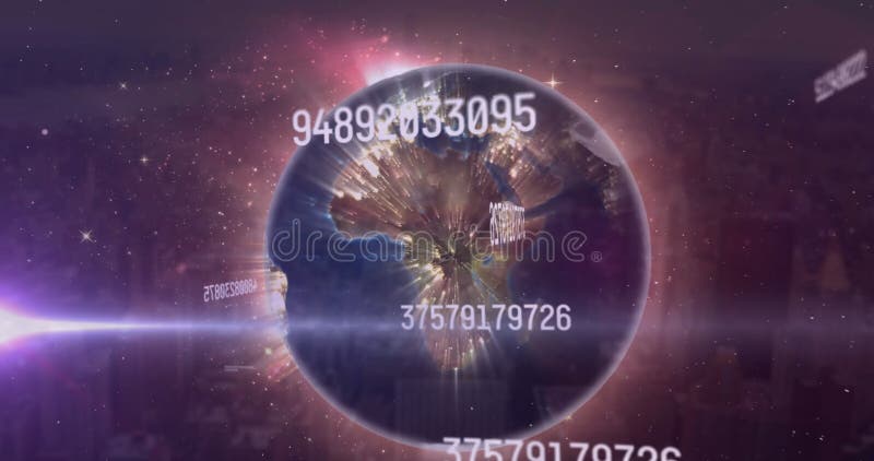 Image of Numbers Changing with Globe and Network of Connections Stock ...