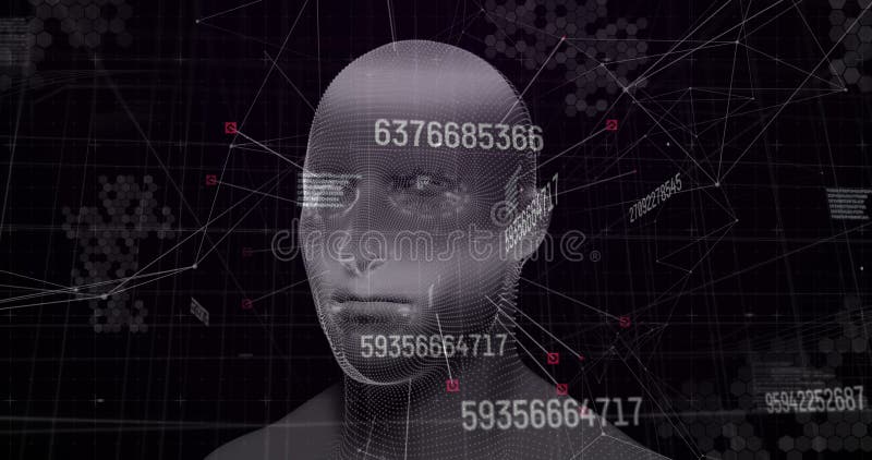 Image of Numbers Changing Over Human Head Spinning in Background Stock ...