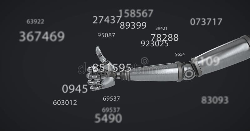 Image of Numbers Changing Over Robot Giving Thumbs Up on Black ...