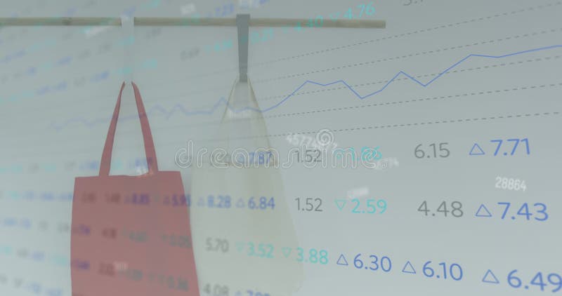 Image of Numbers Changing and Statistics Recording Over Two Shopping ...