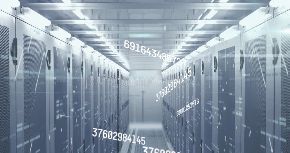 Image of Numbers and Data Processing Over Computer Servers Stock Photo ...