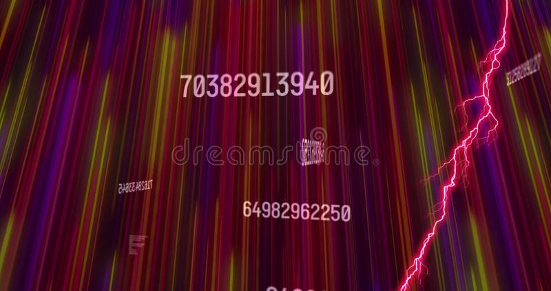 Image of Numbers and Lightening on Multicolour Changing Background ...