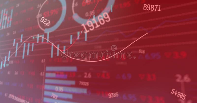 Image of Numeric Data Processing Over Graphs Charts on Dark Background ...