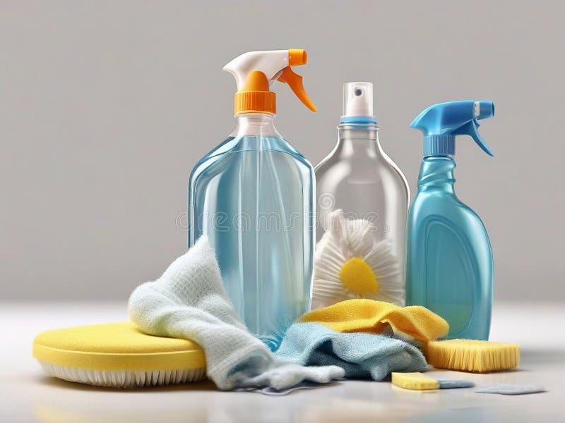 Objects and cleaning items stock illustration. Illustration of shelving ...