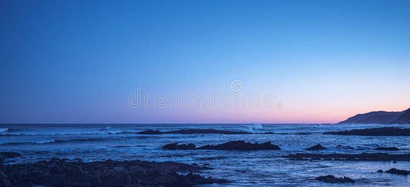 Image with the Ocean at Blue Hour Stock Photo - Image of landscape ...