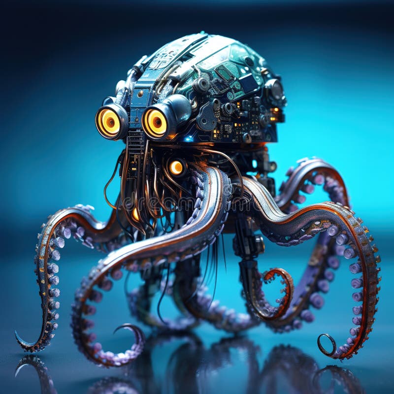 Image of an Octopus Made with Electronic Components on Clean Background ...