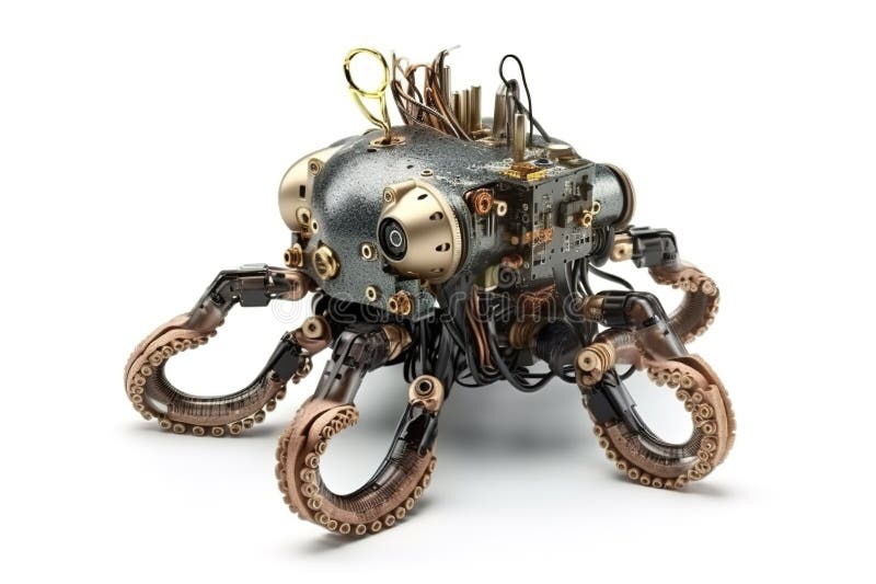 Image of an Octopus Modified into a Robot on a White Background. Sea ...
