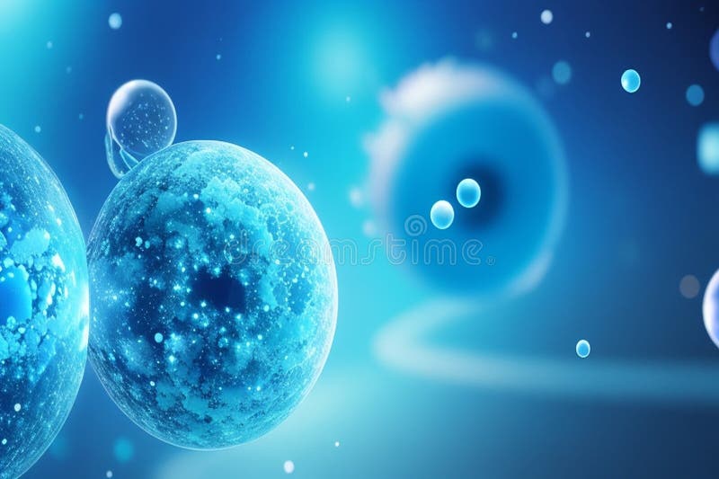 Blue Microcosm: a Blurred Backdrop Frames Intricate Particles. Stock ...