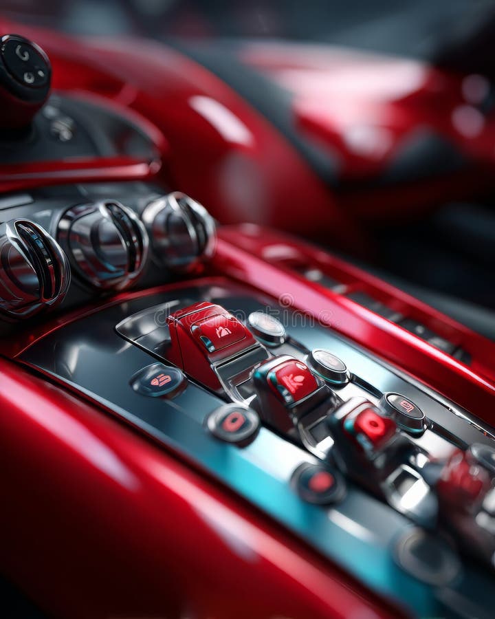 Exploring the Details of a Stylishly Red Car Dashboard and Its ...
