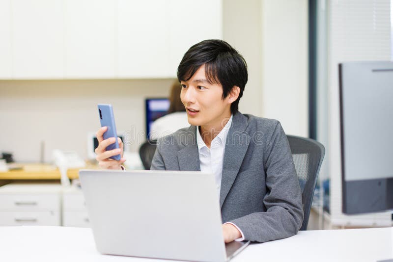 Desk work businessman stock image. Image of male, salarymen - 282467873