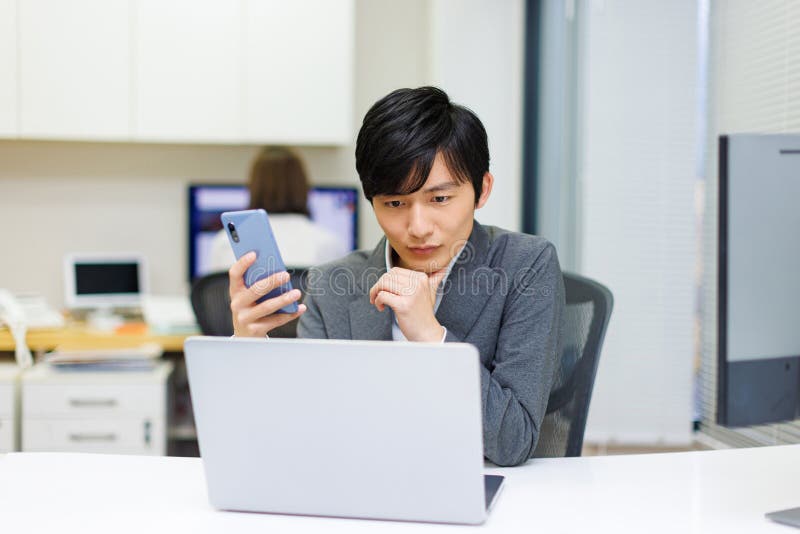 Desk work businessman stock image. Image of oriental - 282467877