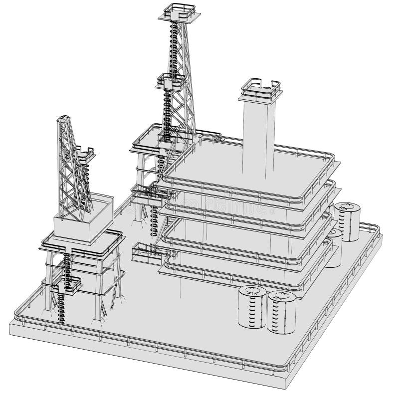 Image of oil rig stock illustration. Illustration of drawing - 35698402