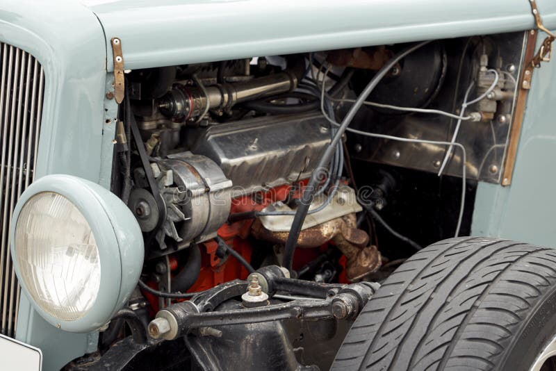 Old car engine stock image. Image of classic, nice, muscle - 223829219