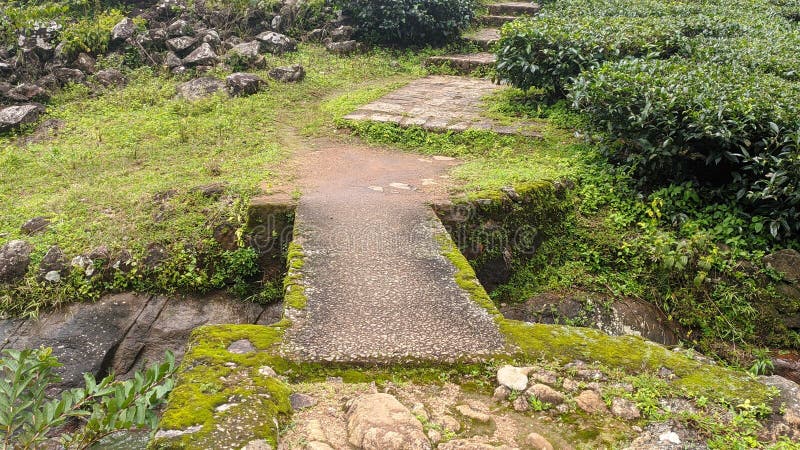 Concrete Small Bridge with Pedestrian Path, Asphalt Road, Gray Metal ...