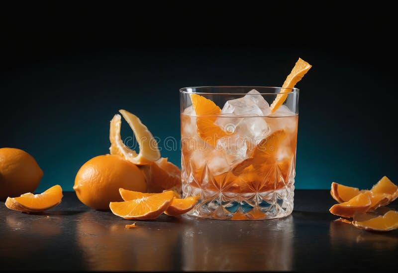 An Image of an Old Fashioned Cocktail in a Rocks Glass Stock ...