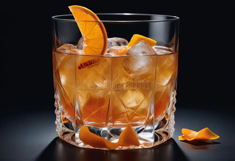 An Image of an Old Fashioned Cocktail in a Rocks Glass Stock ...